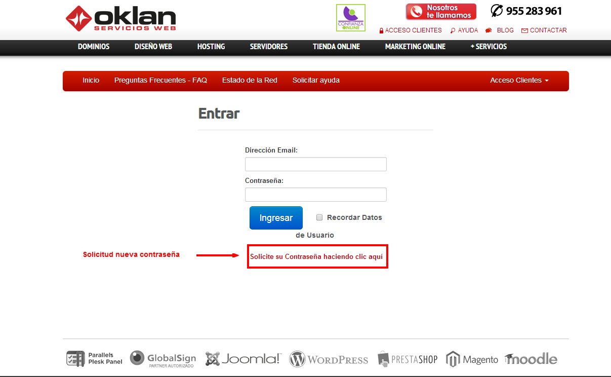 Acceder al panel de cliente Oklan - Oklan